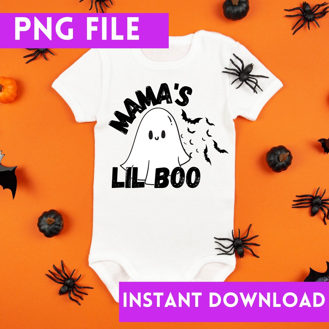 Mama's Lil Boo Cute Ghost and Bats PNG File, Instant Download ...