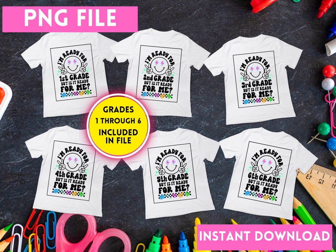 Back to School PNG: Grades 1-6, Neon Design (digital Download) - Etsy