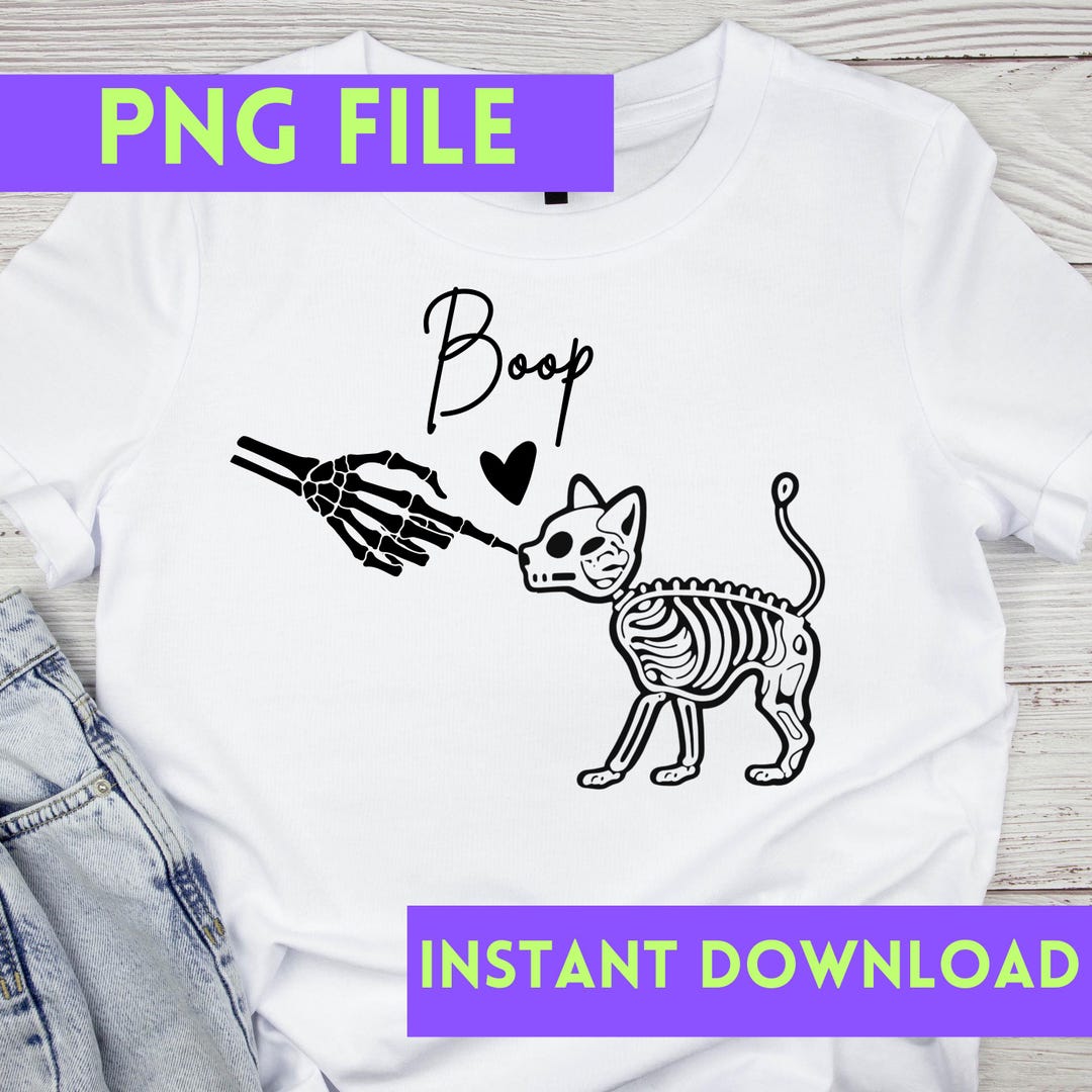 Skeleton Cat Boop With Heart PNG File, Instant Download, Must Love Cats ...