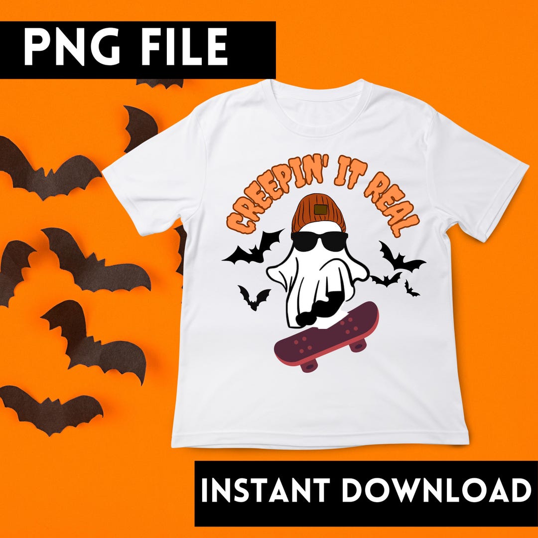 Skateboard Ghost PNG: Halloween Spooky Design (instant Download) - Etsy