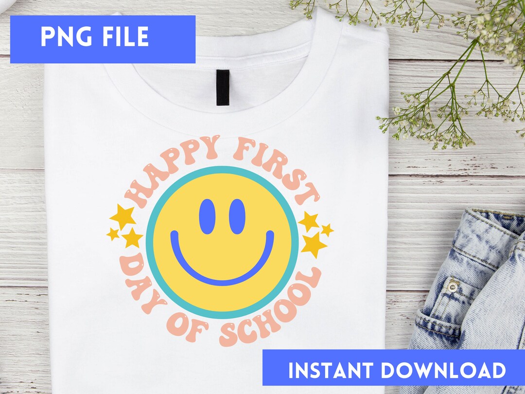 Happy First Day of School Smiley PNG, Back to School, Teacher, Colorful ...