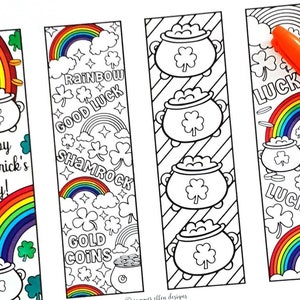 Saint Patrick's Day Coloring Bookmarks - Digital Bookmarks to Color ...
