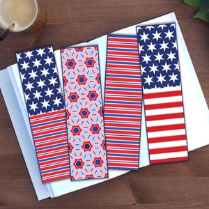 Patriotic American Flag Bookmarks: Set of 4 (digital Download) - Etsy