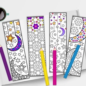 Coloring Bookmarks - Moon and Stars Coloring Page - Coloring Sheets for ...