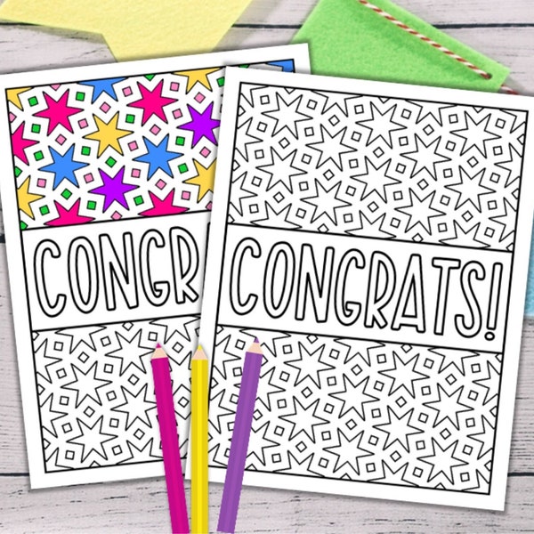 Congratulations Coloring Card - Etsy