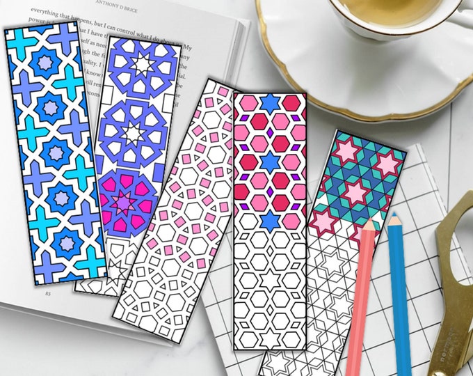 Islamic Geometric Coloring Bookmarks: Ramadan Crafts (PDF Digital ...