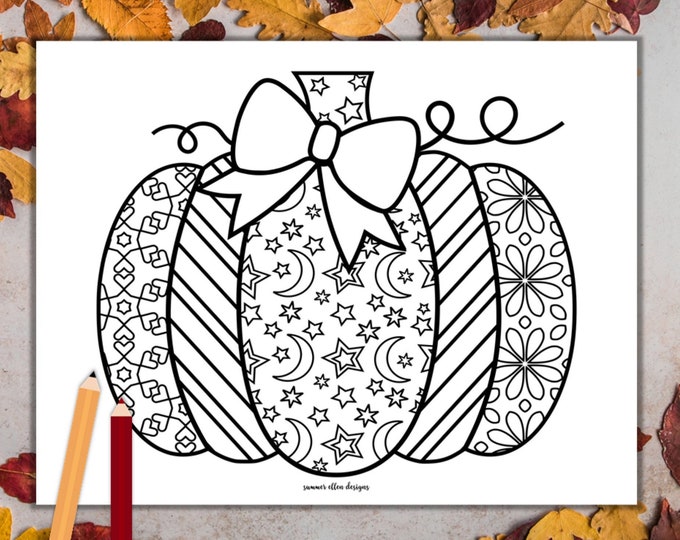 Design Pumpkin Coloring Page - Autumn Coloring Page - Fall Coloring ...