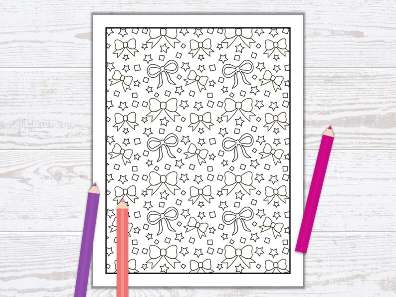 Bow Coloring Pages Cute Printables Coloring Pages for Kids - Etsy