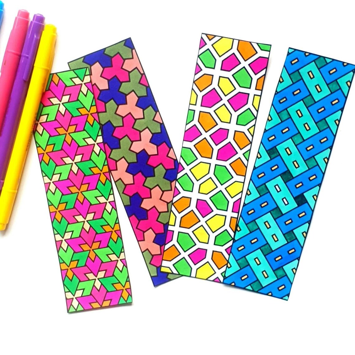 Coloring Bookmarks Geometric Patterns for Coloring Bold - Etsy