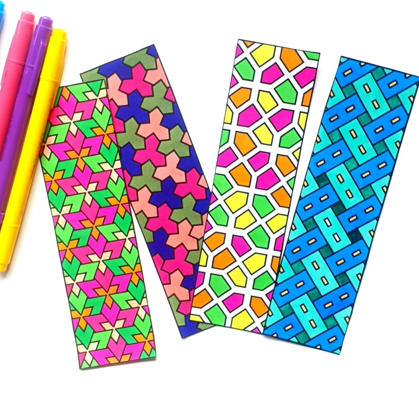 Coloring Bookmarks Geometric Patterns for Coloring Bold - Etsy