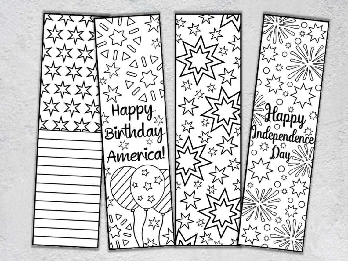 Fourth of July Coloring Bookmarks Printable Bookmarks to | Etsy
