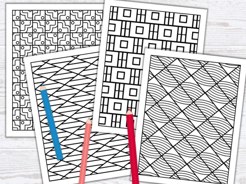 32 Simple and Relaxing Adult Coloring Pages Minimalist Geometric ...