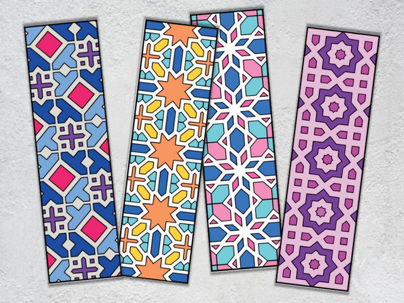 4 Geometric Bookmarks PDF Printable Bookmarks With Patterns | Etsy