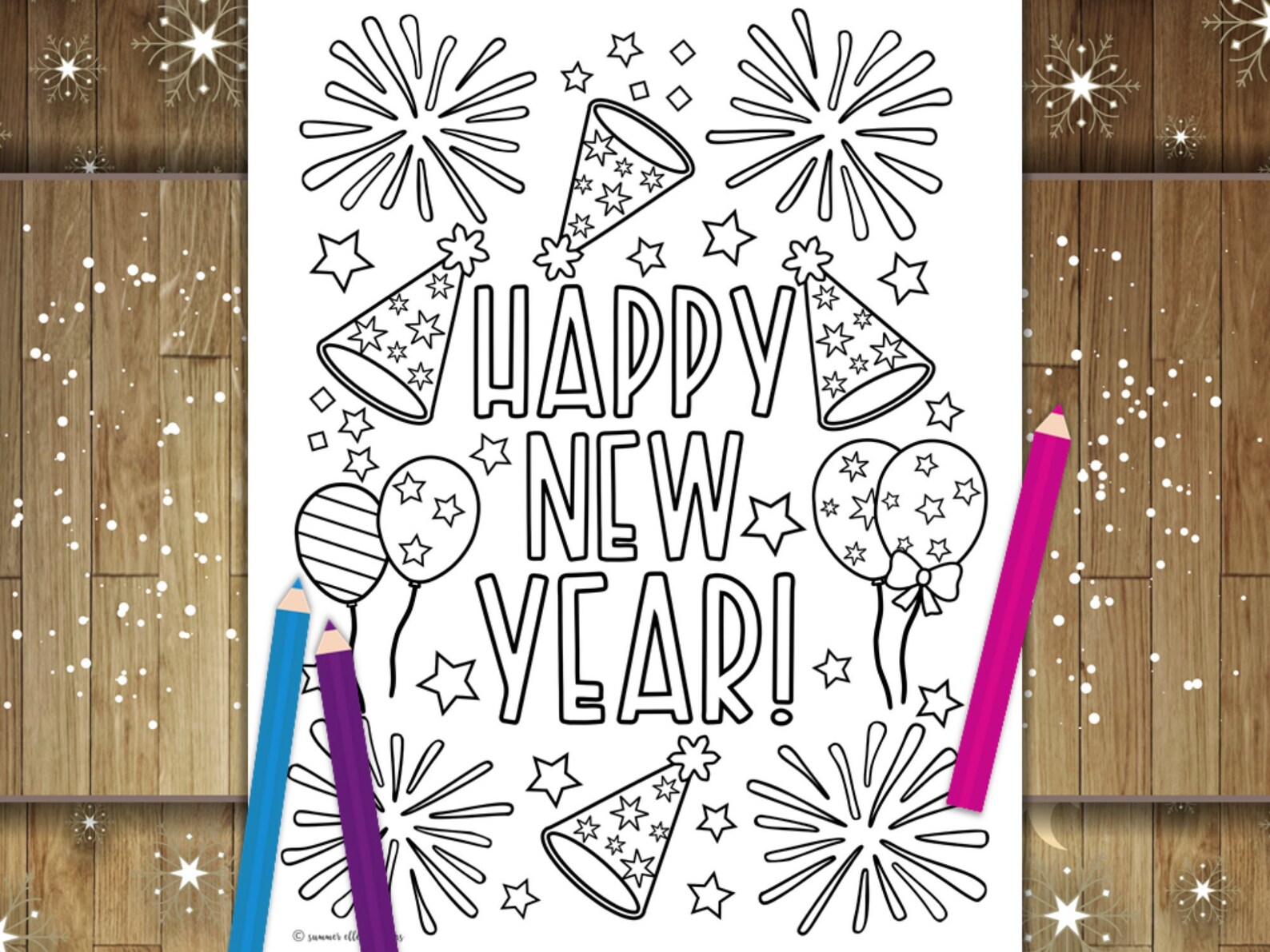 Happy New Year Coloring Page Winter Coloring Holiday Activities New ...