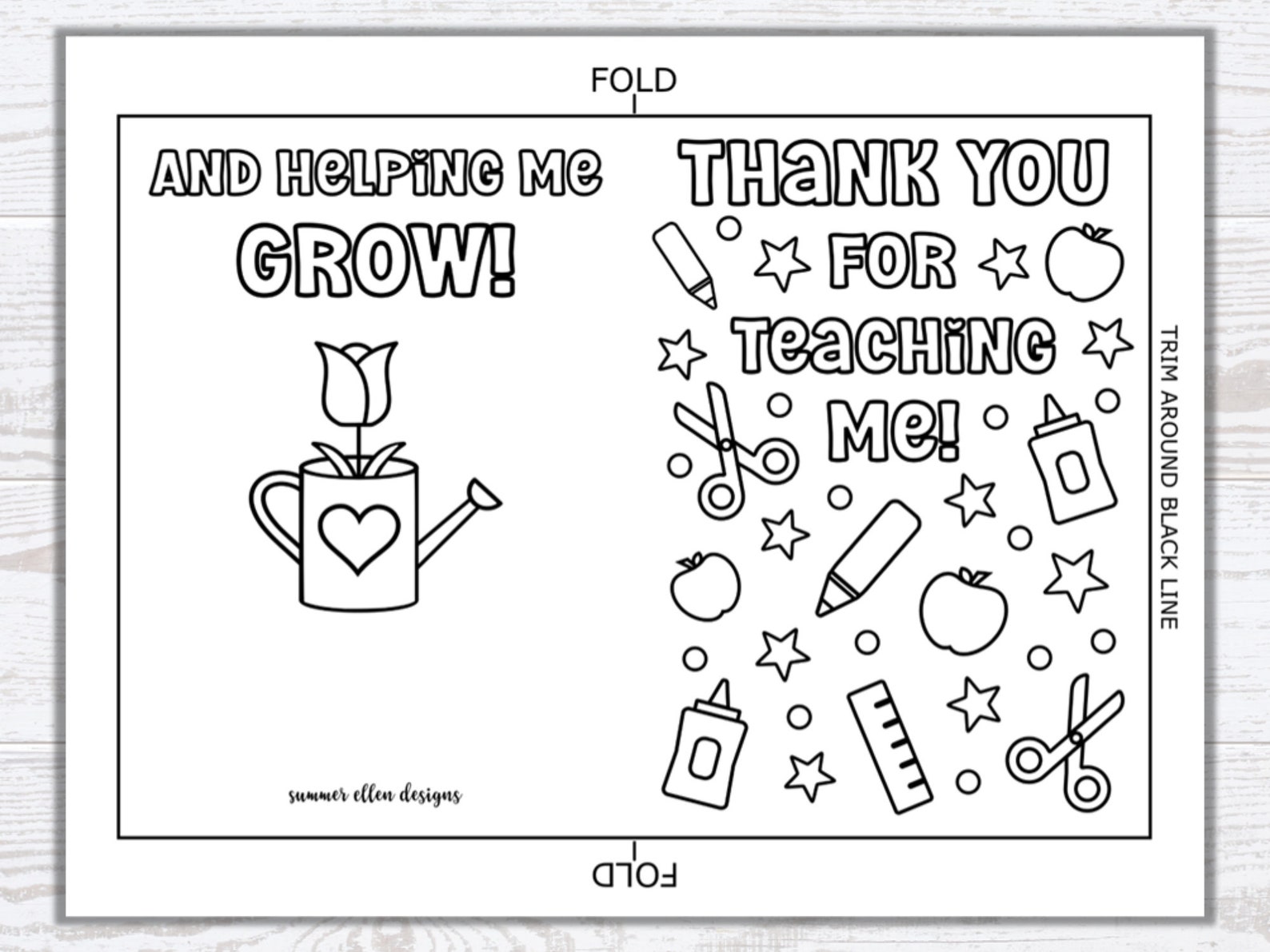 Teacher Thank You Coloring Card Helping Me Grow Thank You | Etsy