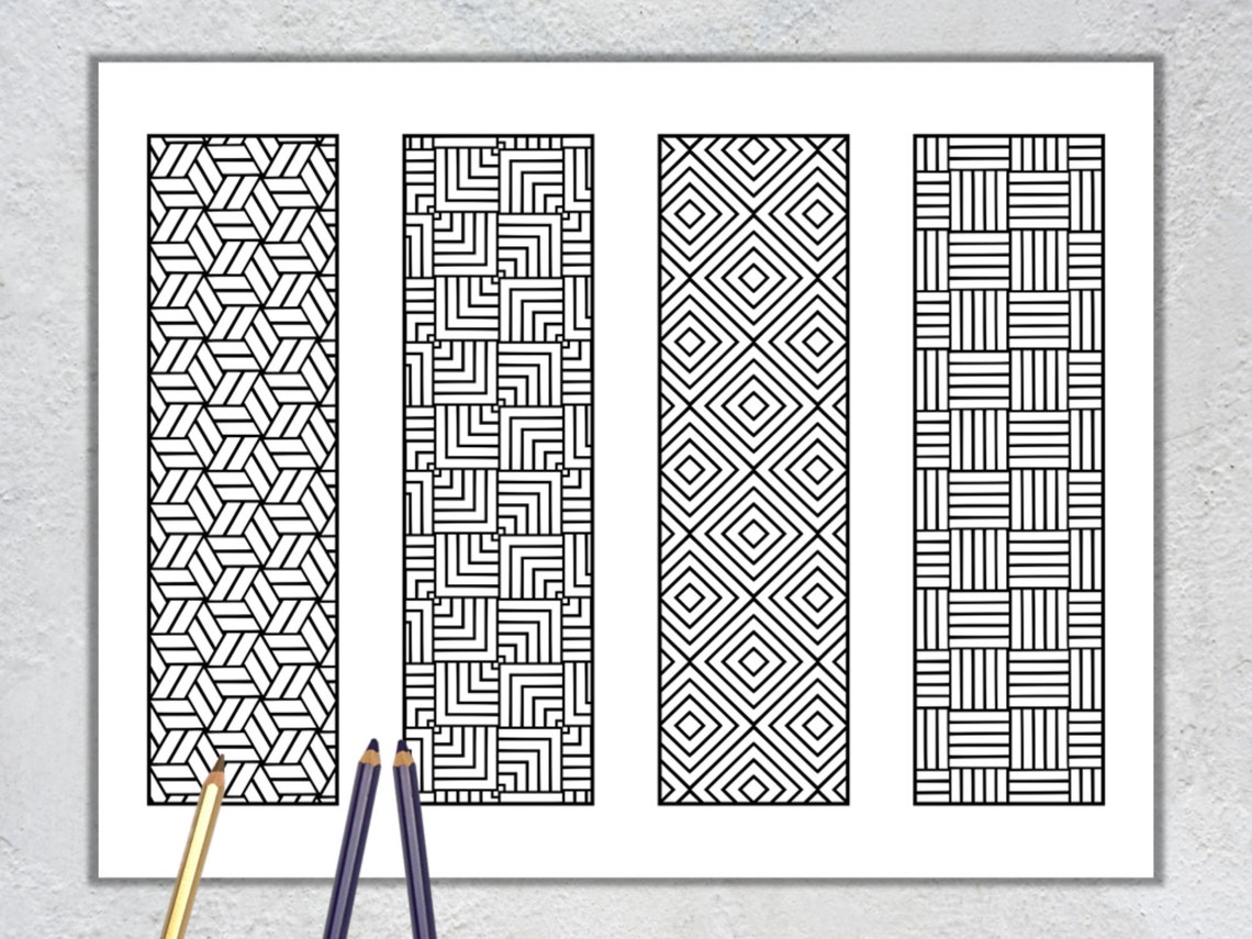 Coloring Bookmarks Geometric Patterns for Coloring Bold | Etsy
