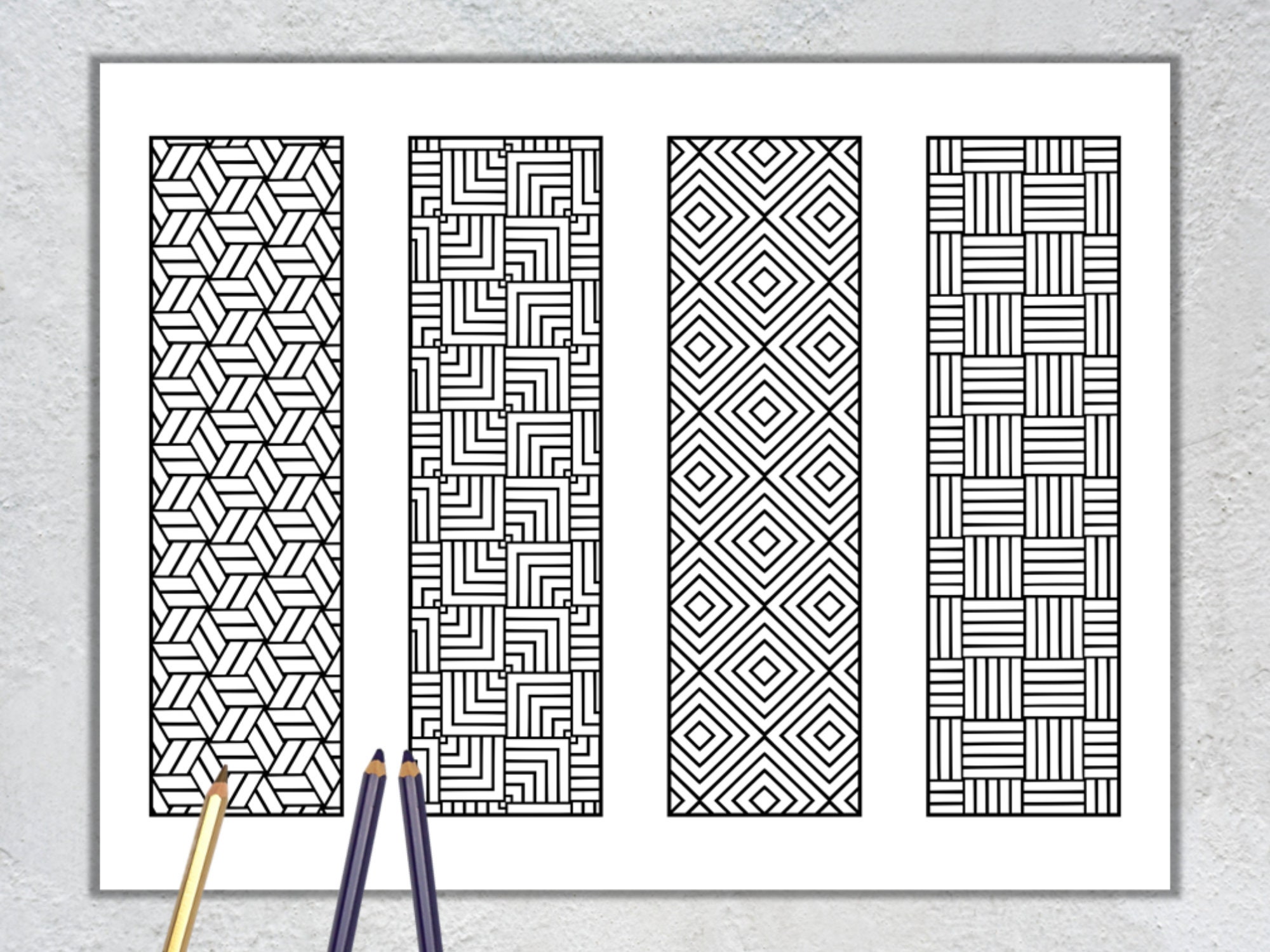 Coloring Bookmarks Geometric Patterns for Coloring Bold - Etsy