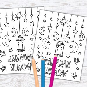 Ramadan Mubarak Coloring Cards - Cute Ramadan Greeting Cards With ...