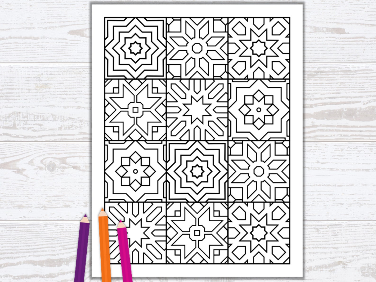 Tile Coloring Page Mosaic Tile Design Adult Coloring Page - Etsy Canada