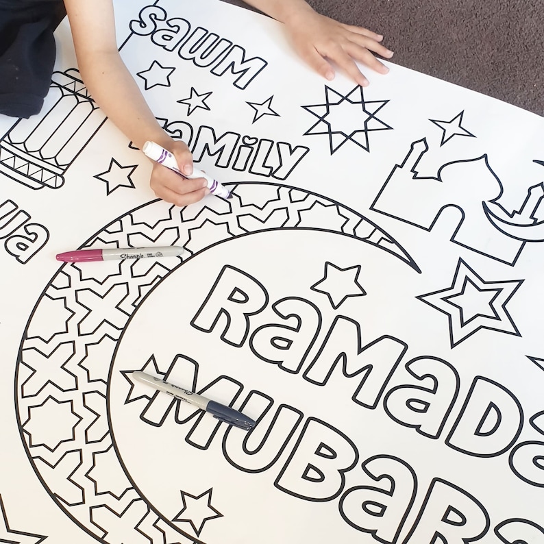 Ramadan Mubarak Giant Coloring Poster DIY Ramadan Decoration for Kids ...