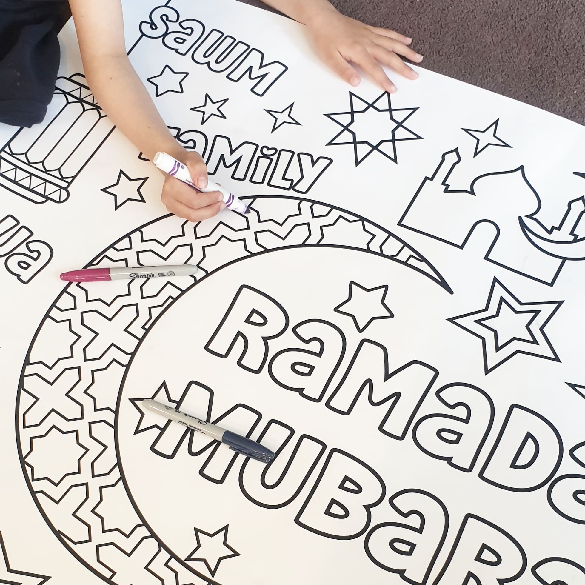 Ramadan Mubarak Giant Coloring Poster DIY Ramadan Decoration for Kids ...