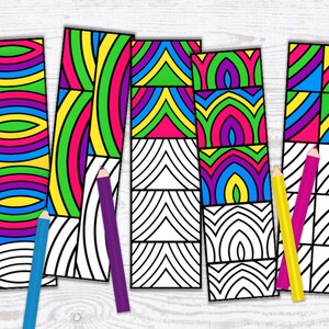 Simple Geometric Pattern Coloring Bookmarks - Minimalist Adult Coloring ...