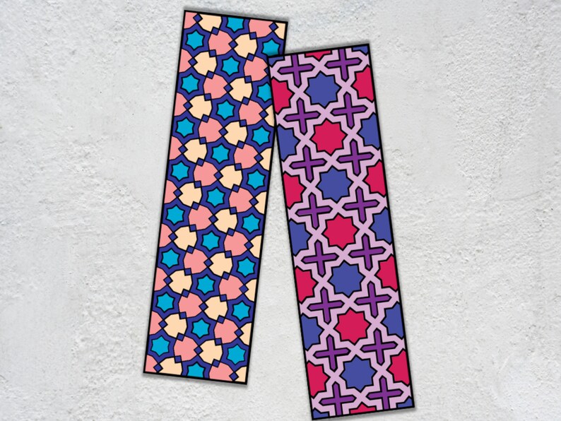 Geometric Pattern Printable Bookmarks islamic Geometric - Etsy