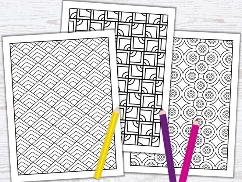 32 Simple and Relaxing Adult Coloring Pages Minimalist Geometric ...