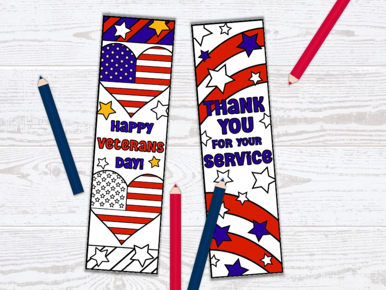 Veterans Day Coloring Bookmarks: Patriotic Kids Gift (PDF Download) - Etsy
