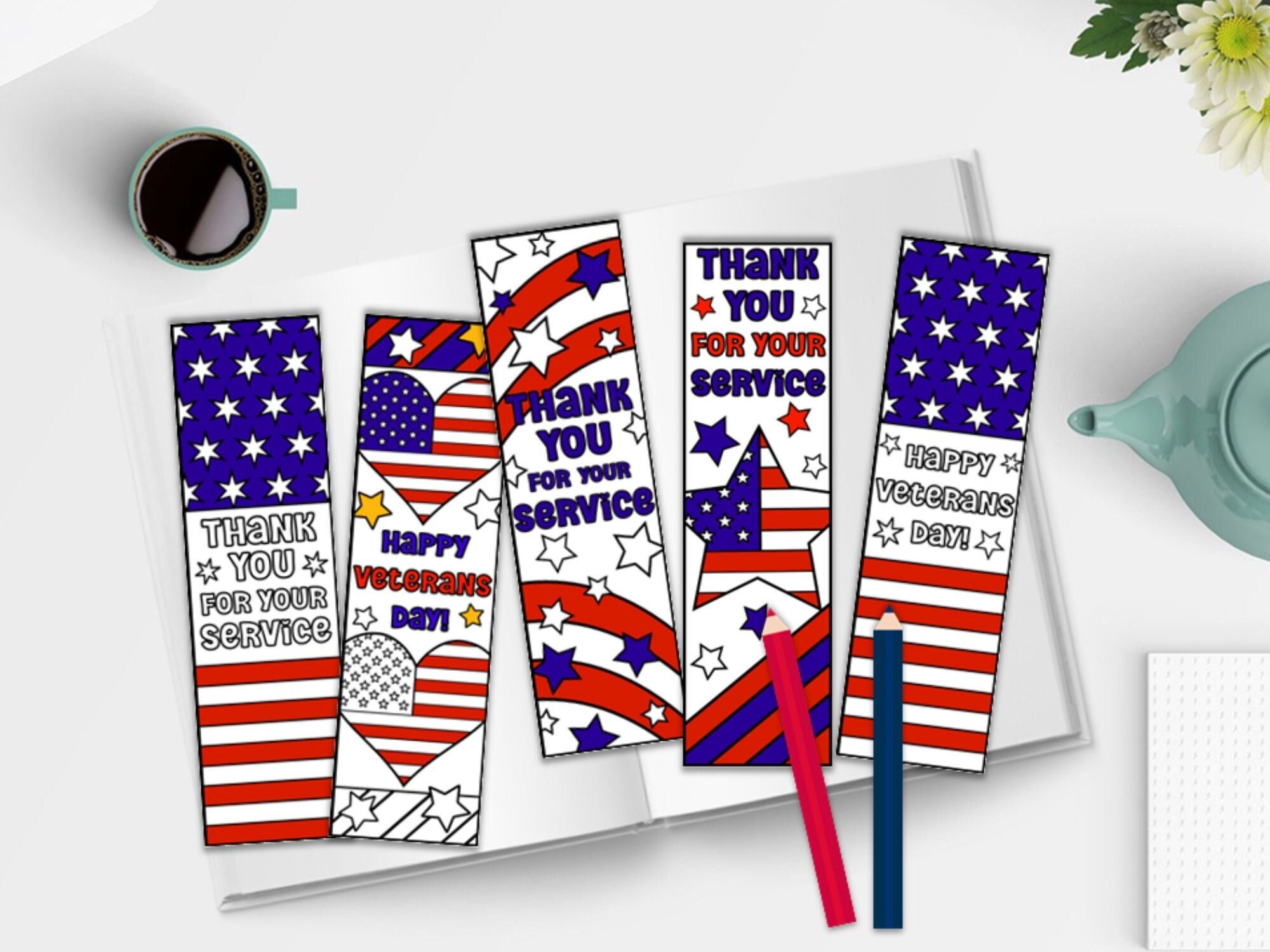 Veterans Day Coloring Bookmarks: Patriotic Kids Gift (PDF Download) - Etsy