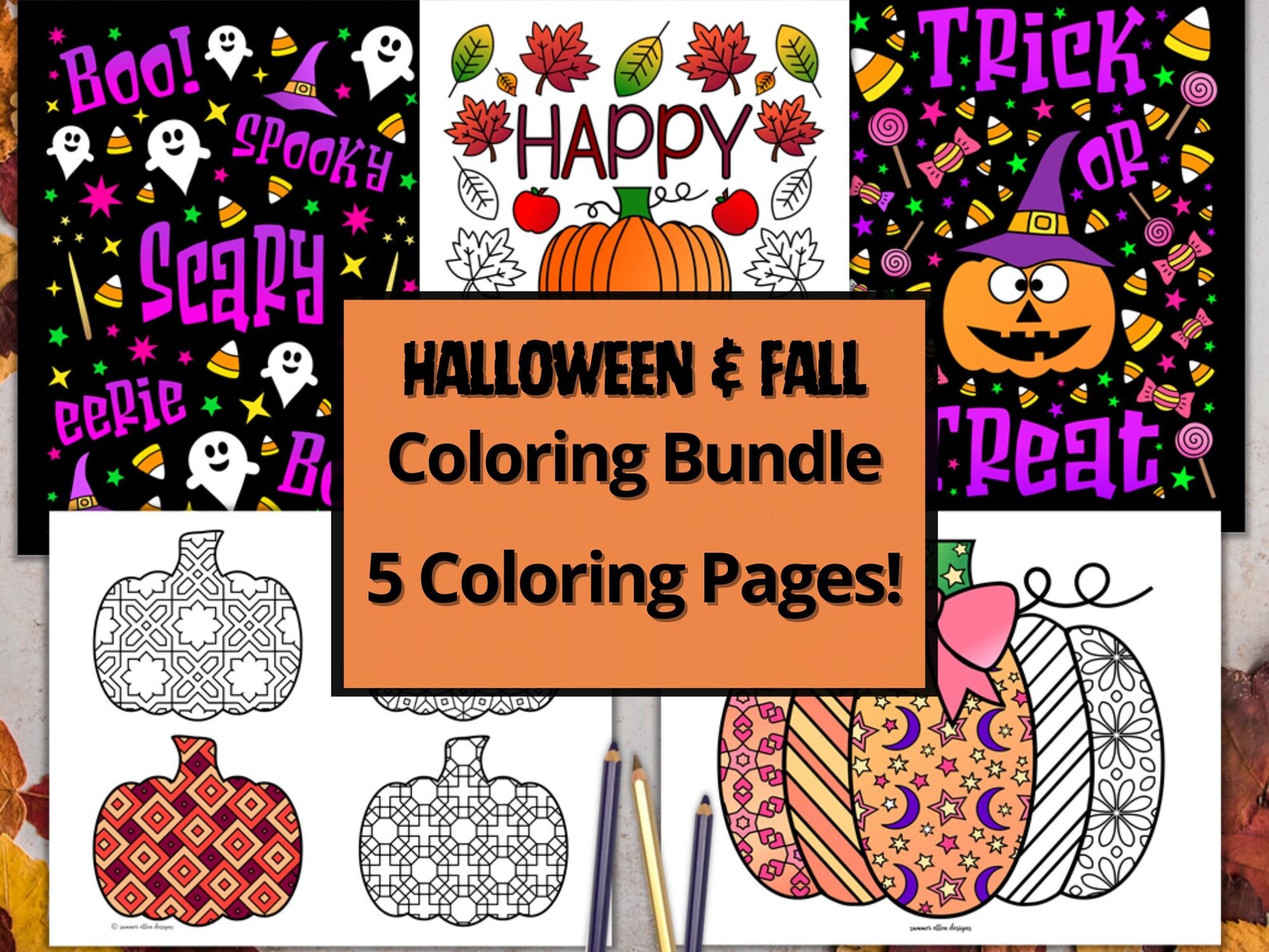 Halloween Coloring and Fall Coloring Pages Fall Theme Coloring Autumn ...
