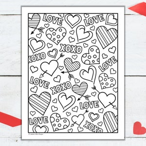 Valentine's Day Heart Coloring Page - Love Heart Coloring Page - Adult ...