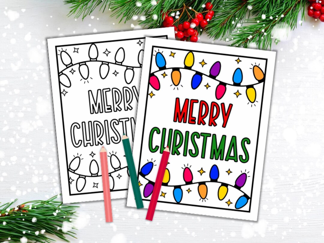 Christmas Lights Coloring Cards: Printable Kids' Activity (PDF) - Etsy