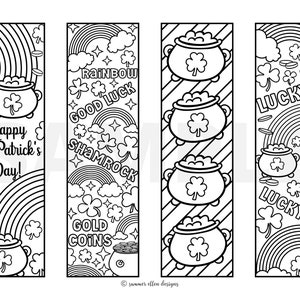 Saint Patrick's Day Coloring Bookmarks - Digital Bookmarks to Color ...