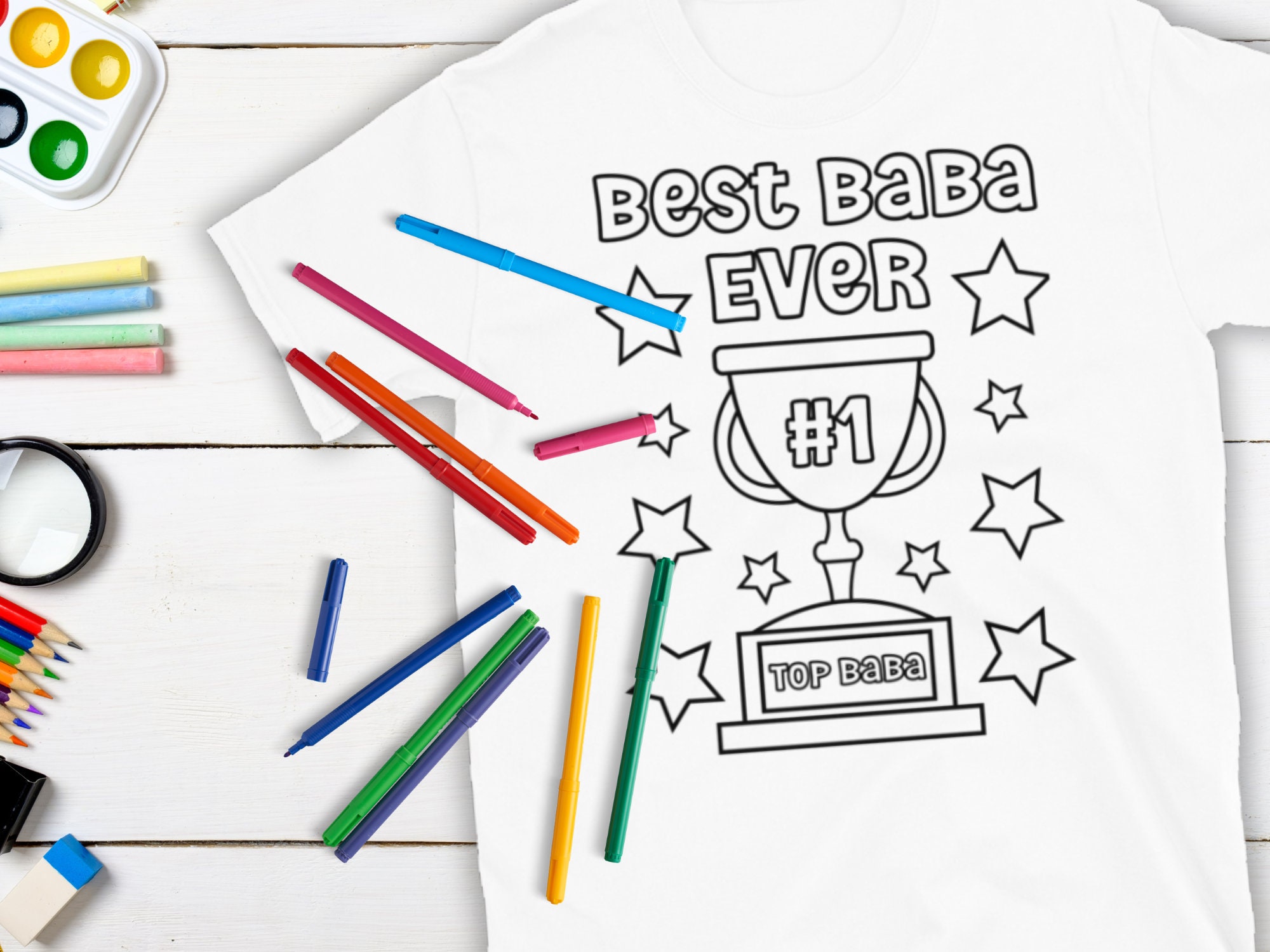 Best Baba Ever Coloring T-shirt Gift From Kids - Father's Day Gift for ...