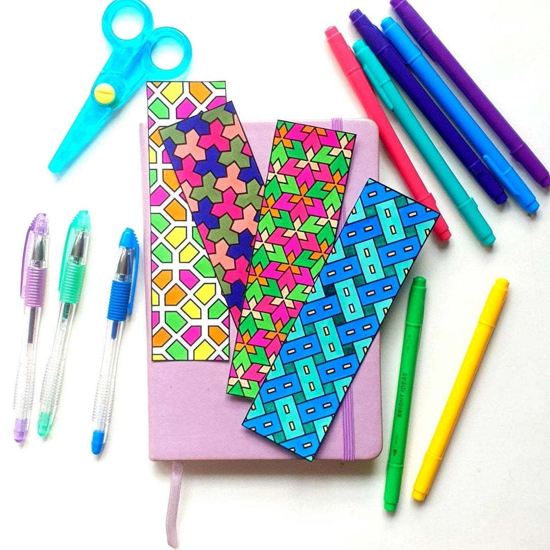Geometric Coloring Bookmarks: Bold Intricate Patterns (PDF Digital ...