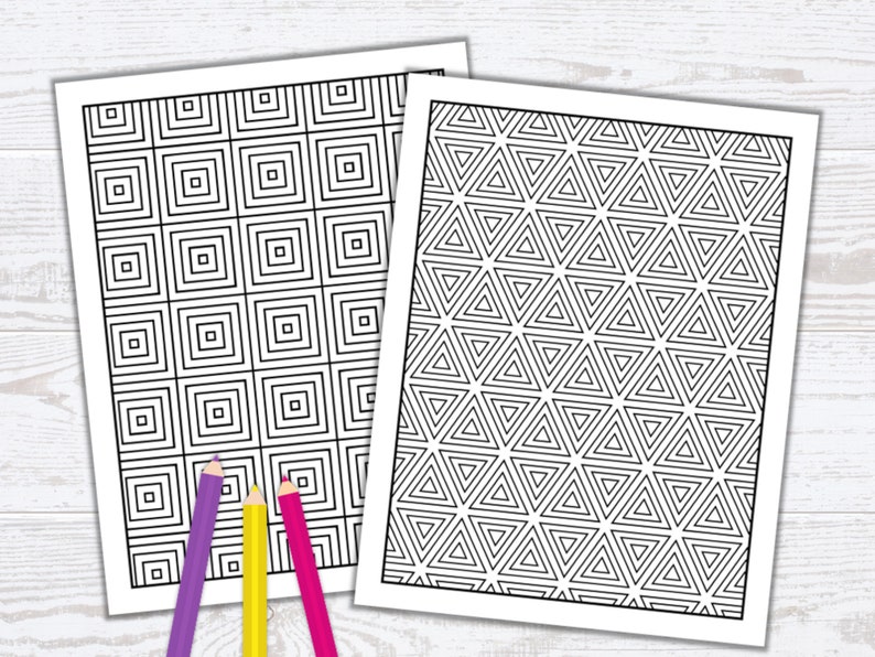 5 Simple and Easy Geometric Coloring Pages (Download Now) - Etsy