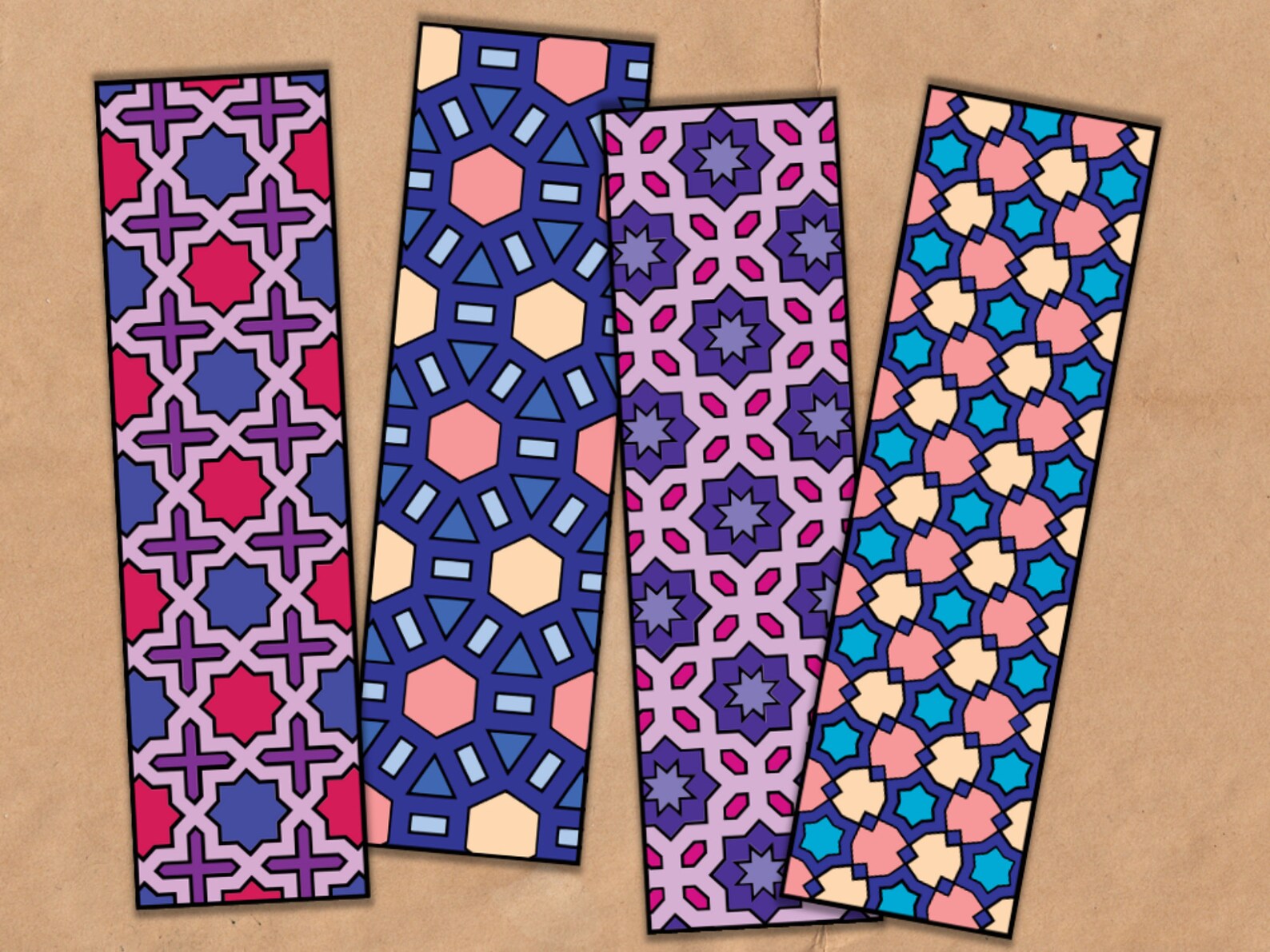 Geometric Pattern Printable Bookmarks islamic Geometric - Etsy