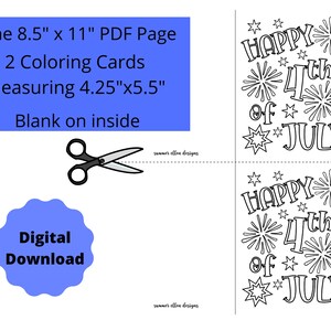 Happy 4th of July Coloring Cards - DIY Fourth of July Greeting Cards ...
