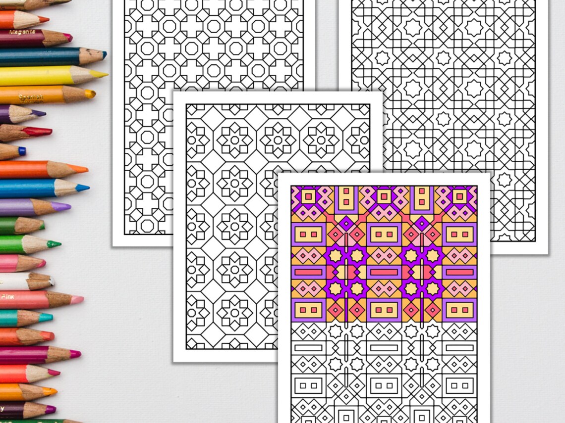Geometric Coloring Book Pattern Coloring Adult Digital - Etsy