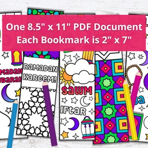 Ramadan Coloring Bookmarks - Cute Bookmark Set With Ramadan Mubarak and ...