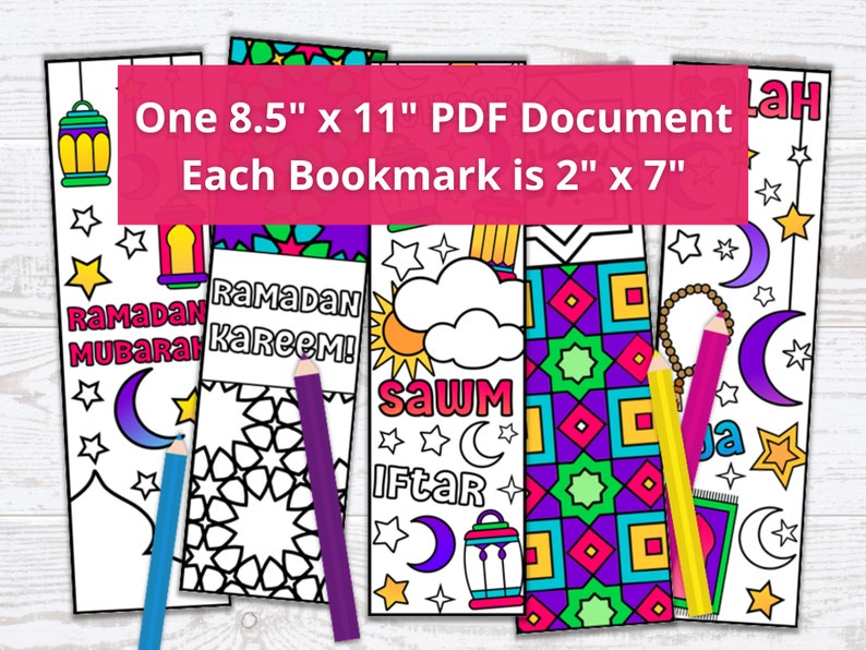 Ramadan Coloring Bookmarks Cute Bookmark Set With Ramadan - Etsy