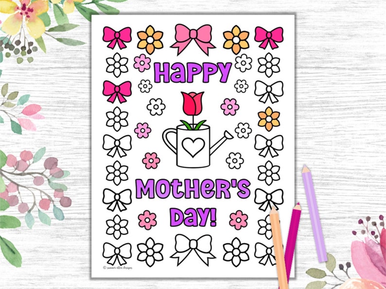 Happy Mother's Day Coloring Page for Kids DIY Mother's Day Gift Gifts ...