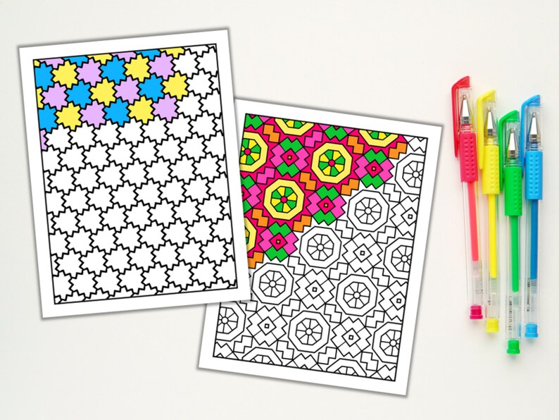 Geometric Coloring Book Bundle Pattern Coloring Printable - Etsy