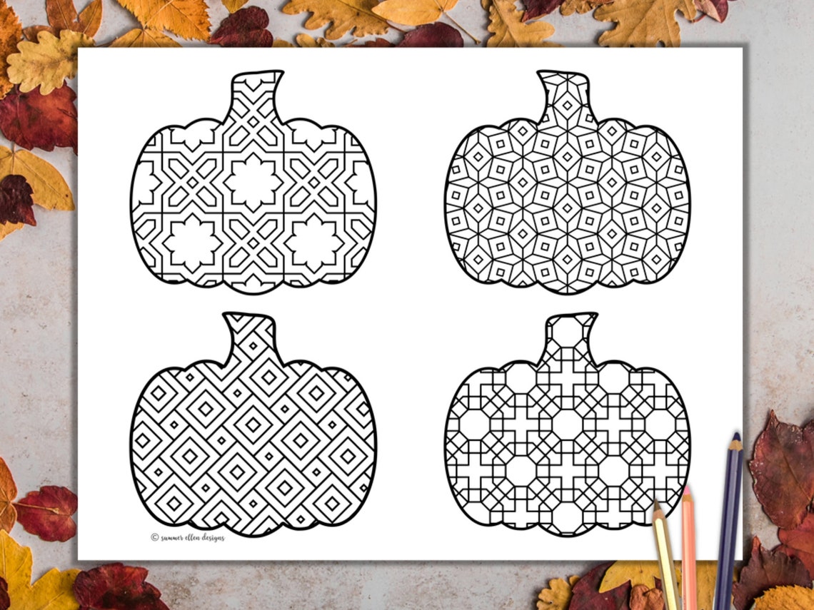 Halloween Coloring and Fall Coloring Pages Fall Theme - Etsy