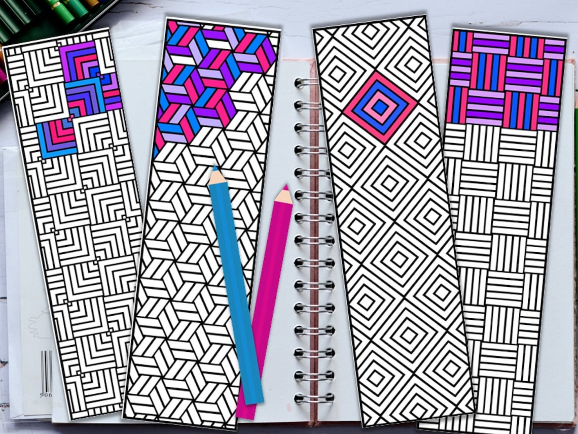 Coloring Bookmarks Geometric Patterns for Coloring Bold - Etsy