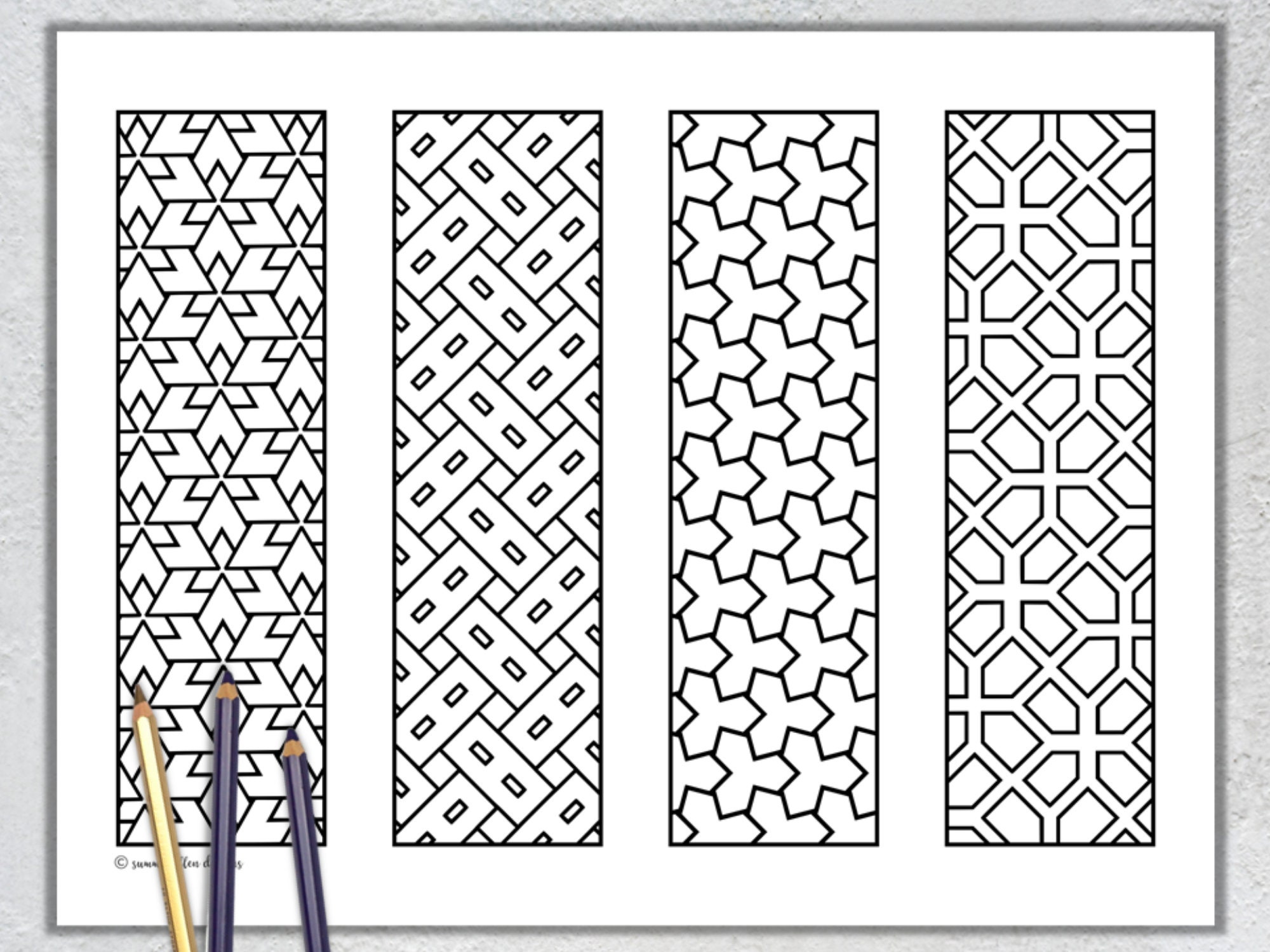 Coloring Bookmarks Geometric Patterns for Coloring Bold - Etsy