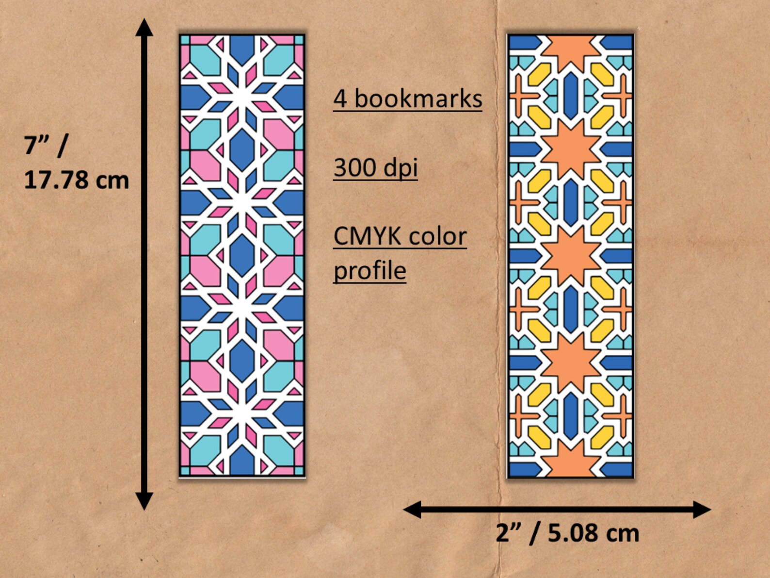 4 Geometric Bookmarks PDF Printable Bookmarks With Patterns | Etsy