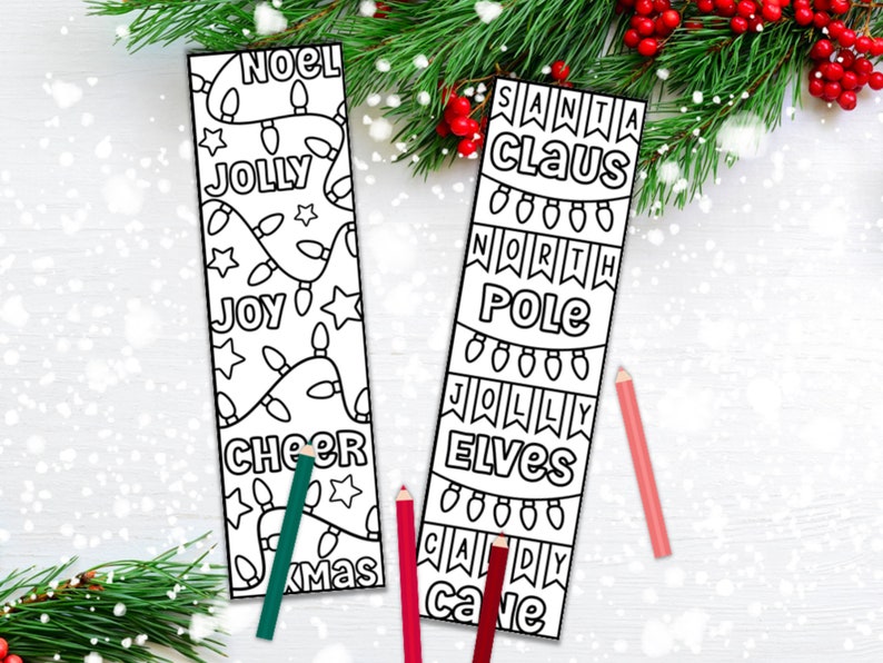 Cute Christmas Coloring Bookmarks Fun for All Ages Festive Christmas ...