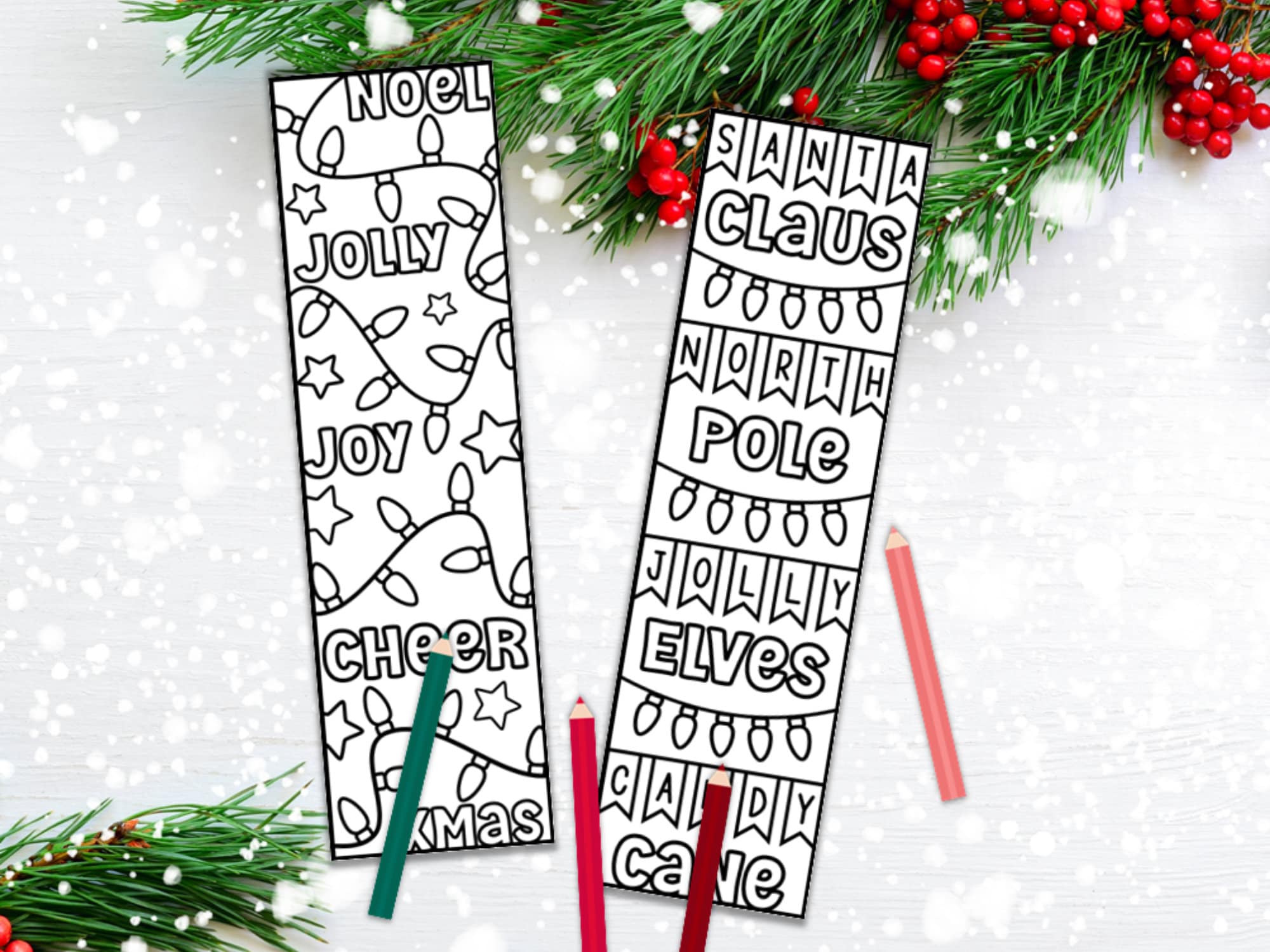 Cute Christmas Coloring Bookmarks Fun for All Ages Festive Christmas ...